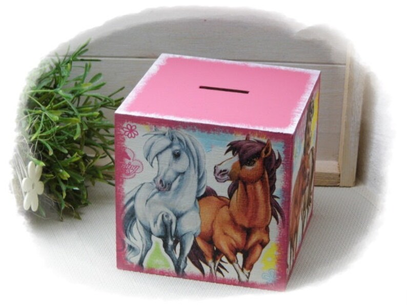 XL Spardose mit Pferde und Namen Holzdeko Kinderspardose | Etsy