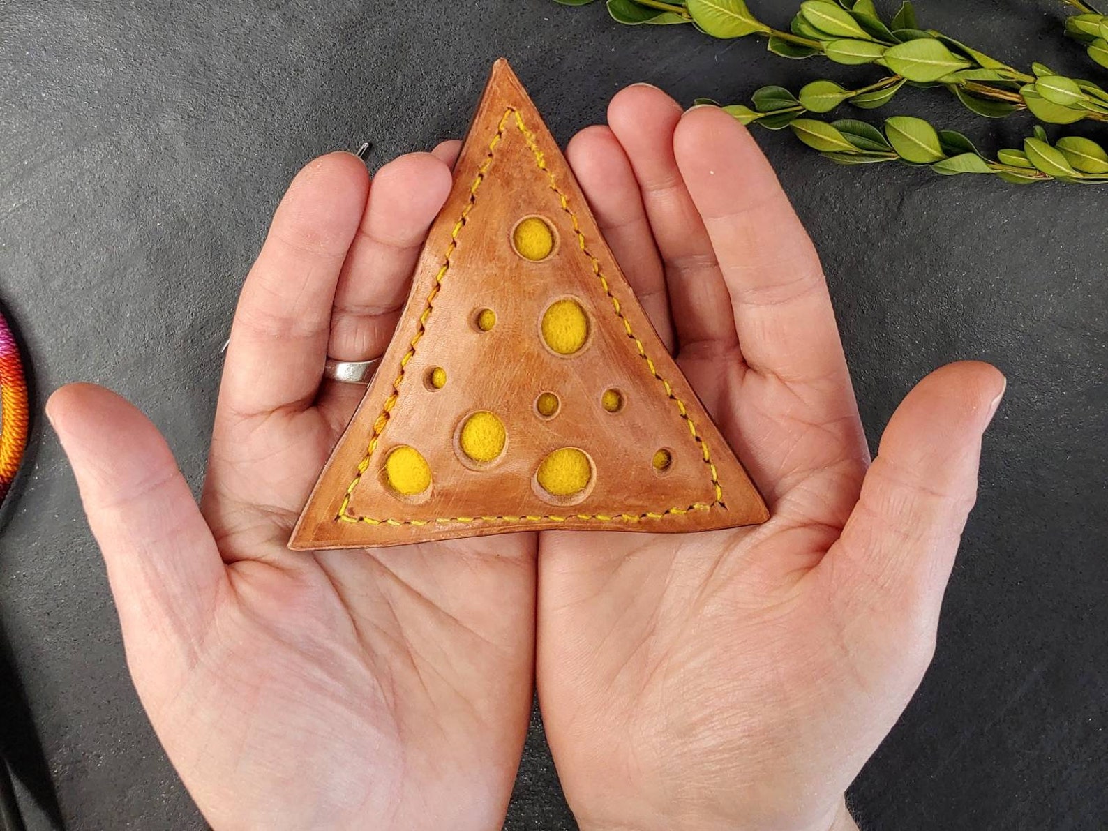The Big Cheese Leather Pincushion Triangle Medium - Etsy
