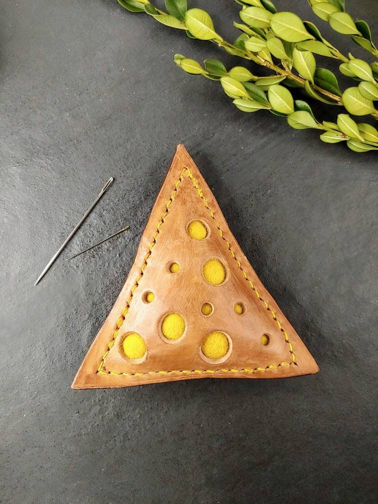 The Big Cheese Leather Pincushion Triangle Medium - Etsy