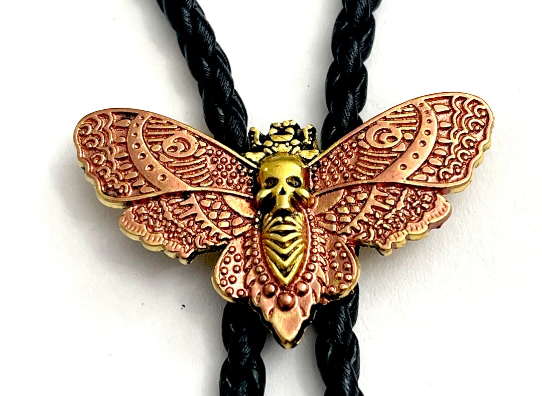 Handmade Amazing Deaths Head Moth Bolo Tie Personalized Cord Color ...