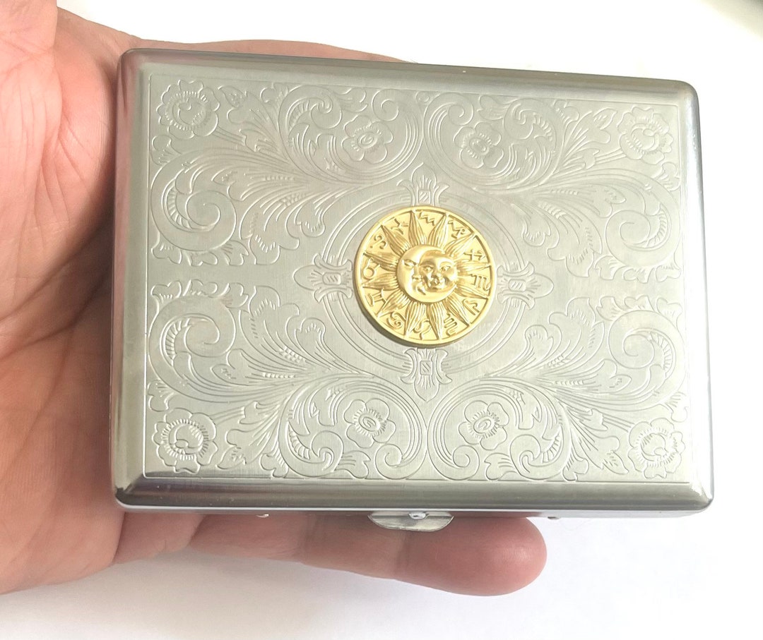 Amazing Stainless Steel CELESTIAL MOON STAR Cigarette Box Case Top ...