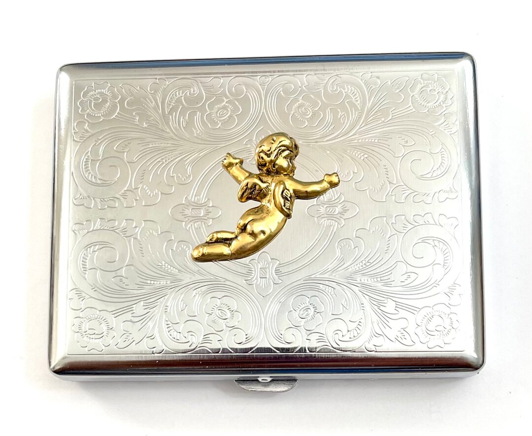Amazing Brass Victorian Style Stainless Steel Cigarette Box Case Top ...