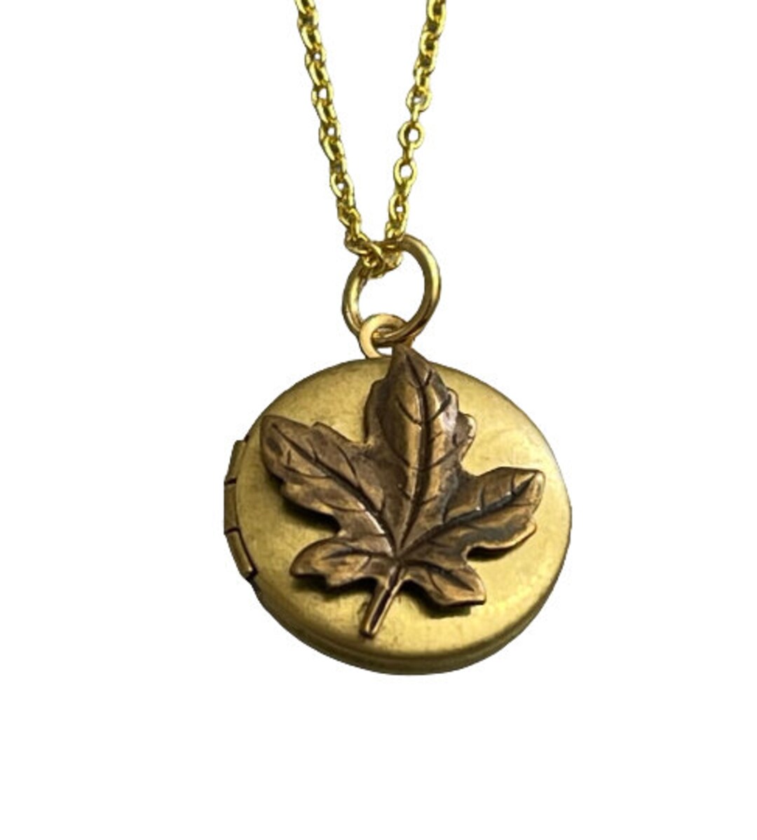 Amazing Vintage Brass Leaf Unisex Locket Pendant Photo Holder Photo ...