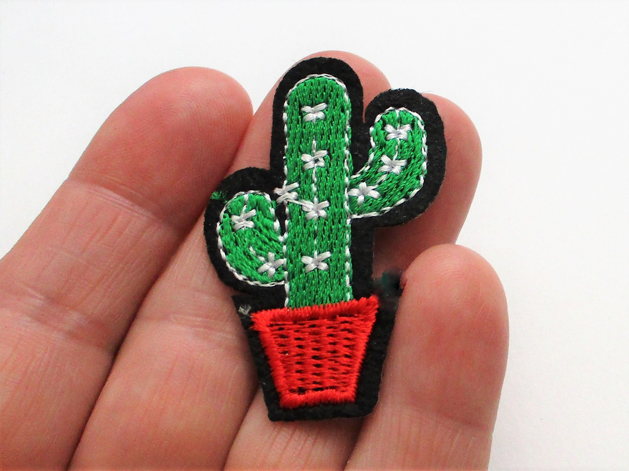 Set Of 2 Cactus Patch Iron On Patch Embroidered Patch Jacket Etsy