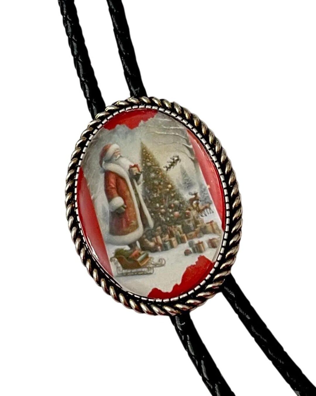 Christmas Tree Santa Bolo Tie - Personalized Cord Color ,length , and ...
