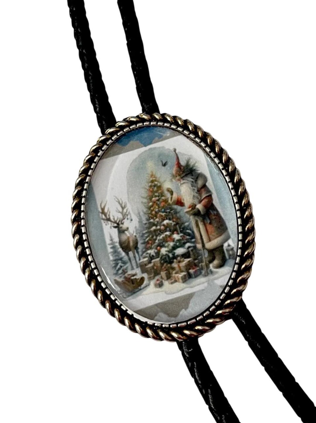 Christmas Tree Santa Bolo Tie - Personalized Cord Color ,length , and ...