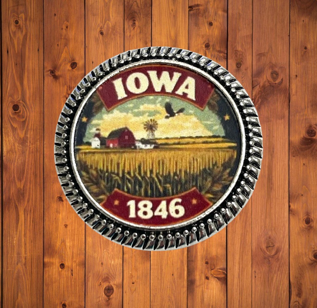 IOWA US State Brooch / Tack Pin Rustic Vintage Sign Picture /NS - Etsy