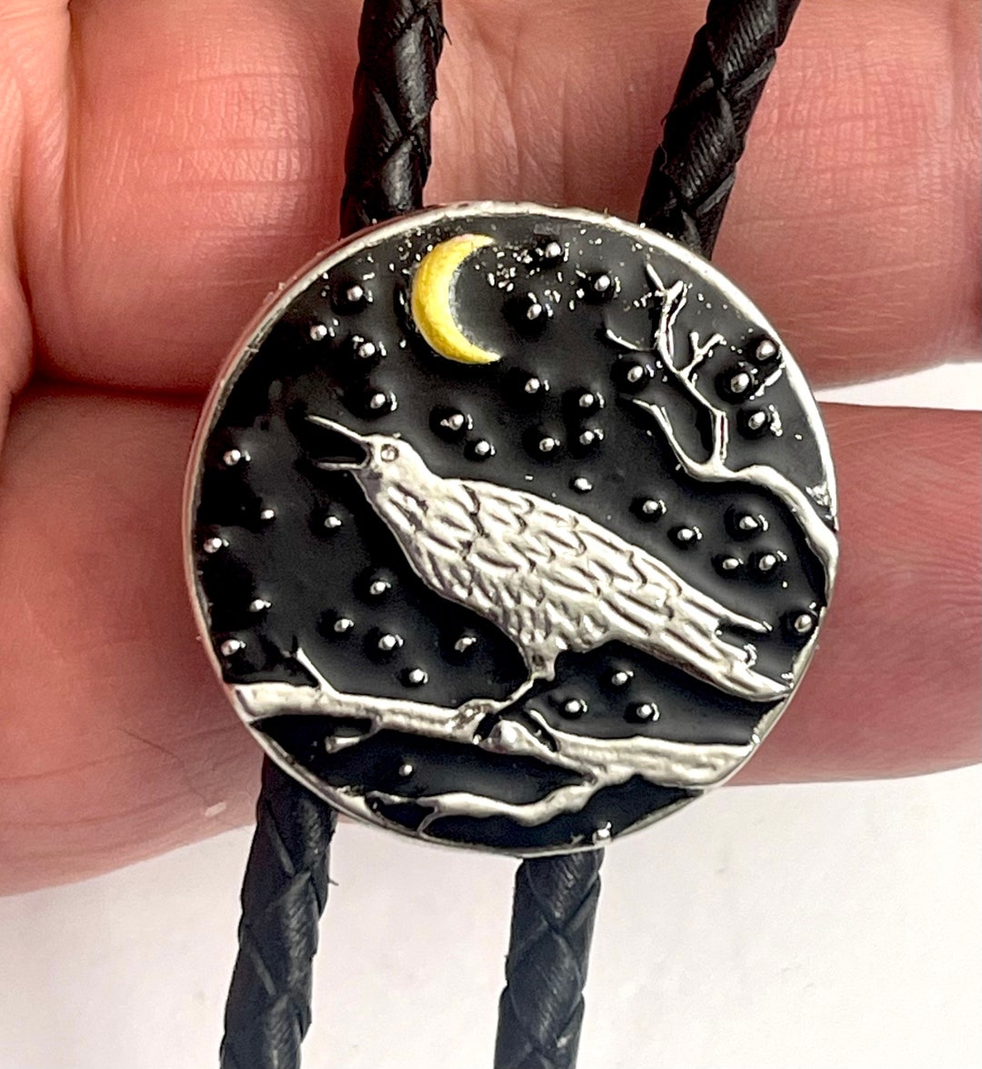 Crow Raven Bolo Tie - Personalized Cord Color , Length , and Tips /T02 ...