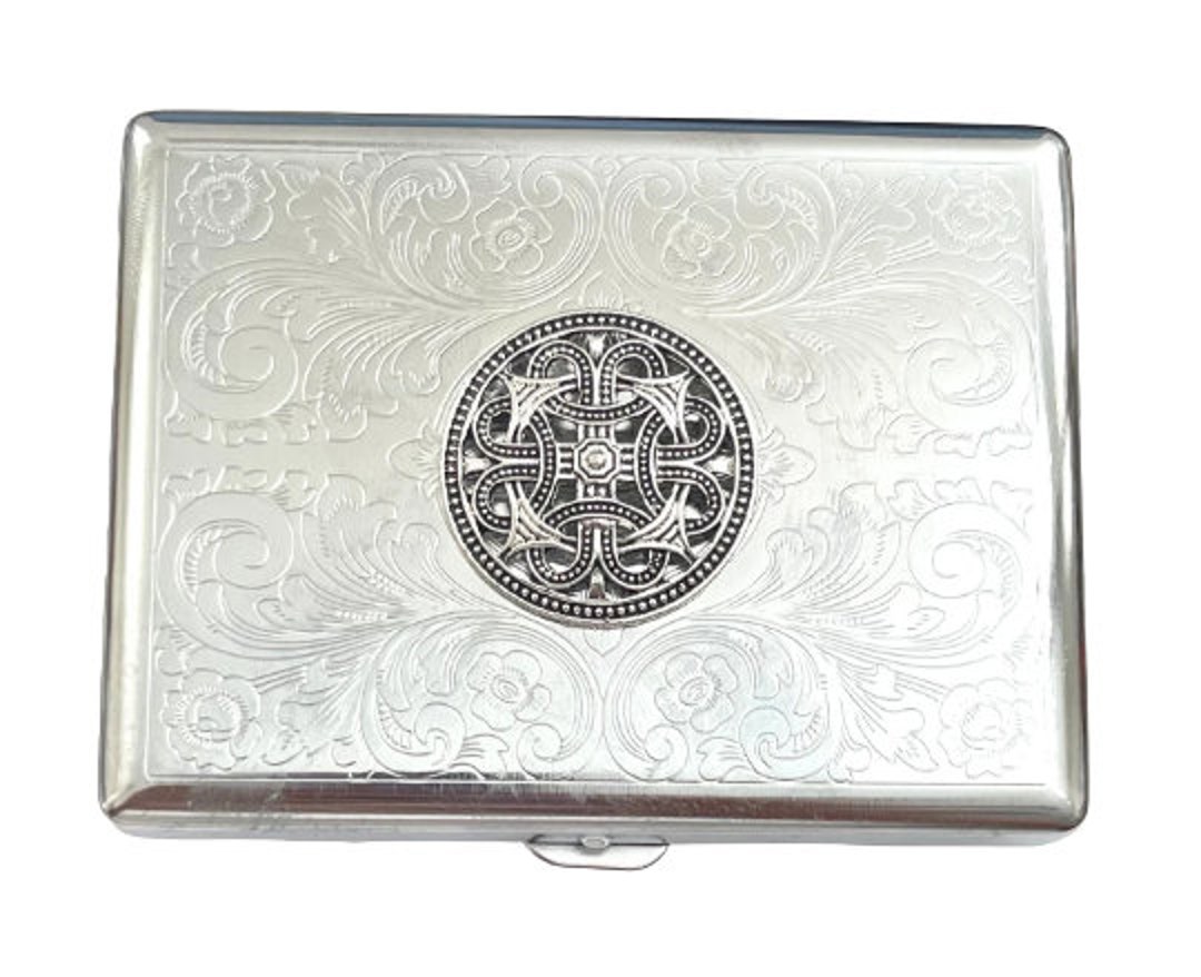 Stainless Steel Viking Style Cross Cigarette Case Business Card ID ...