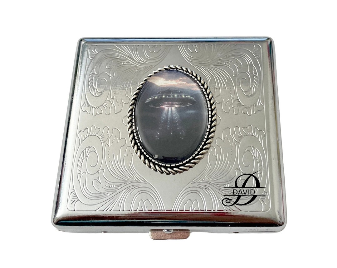 Alien Spaceship/ufo Stainless Steel Cigarette Case / ID Holder Engraved ...
