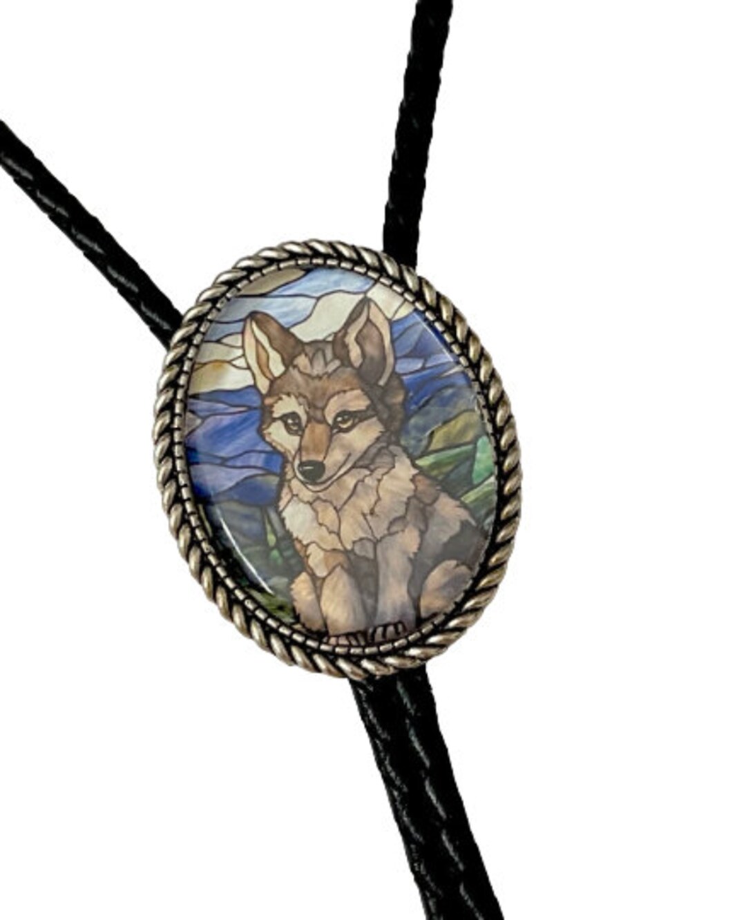 Baby Wolf Bolo Tie - Personalized Cord Color ,length , and Tips - Etsy