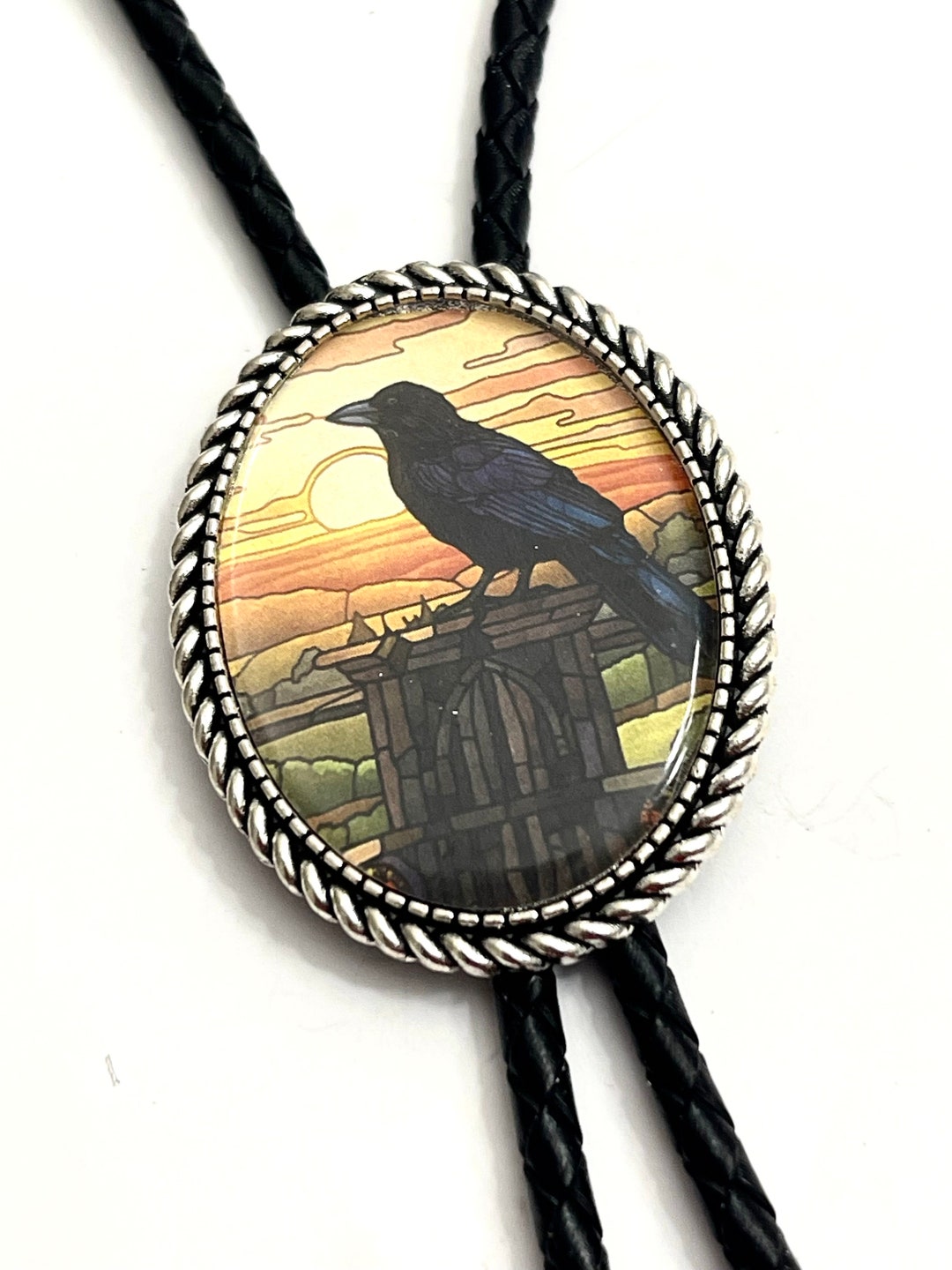 Handmade Amazing Crow Raven Bolo Tie Personalized Cord Color , Length ...