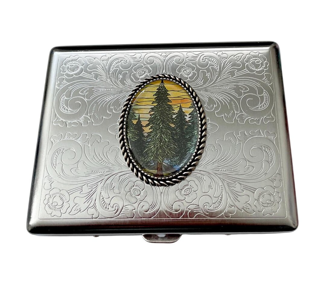 Pine Tree Cigarette Case Business Card ID Holder /FL5 - Etsy