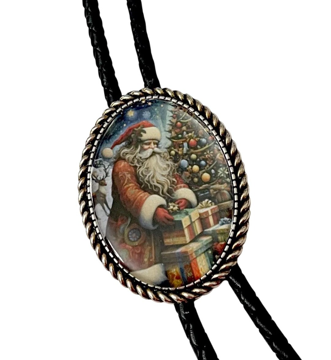 Christmas Tree Santa Bolo Tie - Personalized Cord Color ,length , and ...