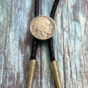 Handmade Genuine Indian Head Nickel Bolo Tie Personalized Cord Color ...