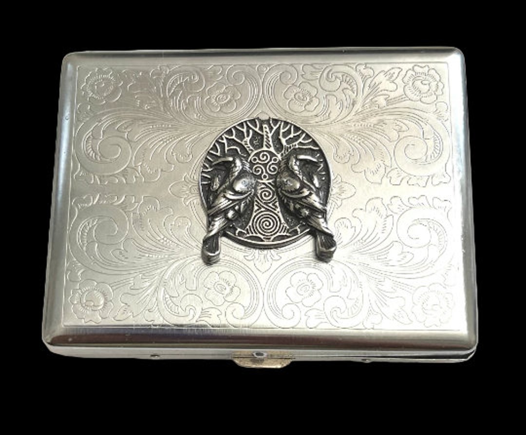 Stainless Steel Raven Crow Cigarette Case Business Card ID Holder /T01 ...