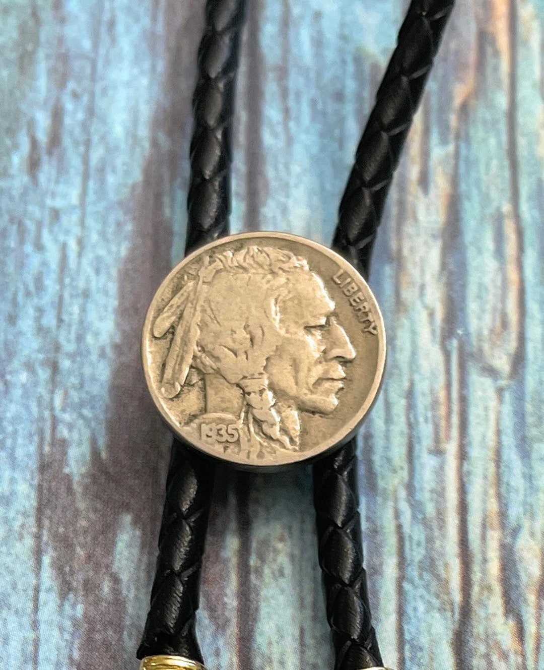 Handmade Genuine Indian Head Nickel Bolo Tie Personalized Cord Color ...