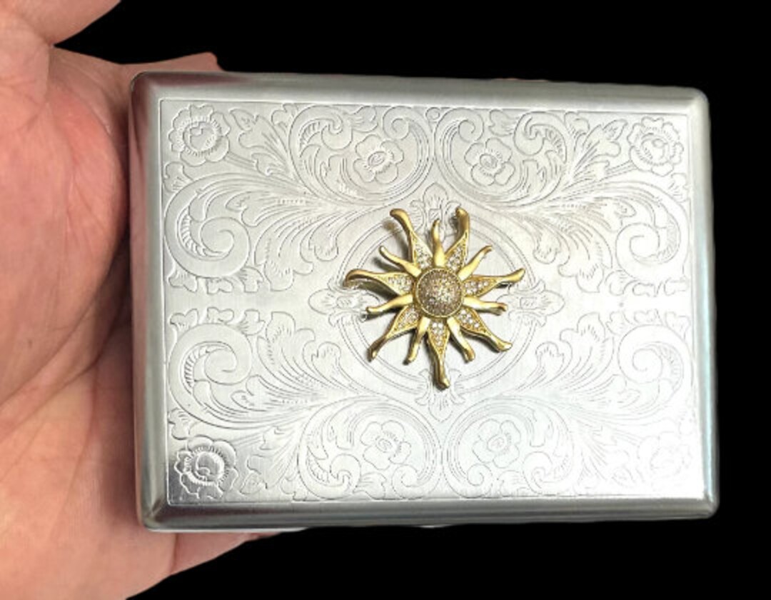 Stainless Steel Gold Filled Star Cigarette Case Business Card ID Holder ...
