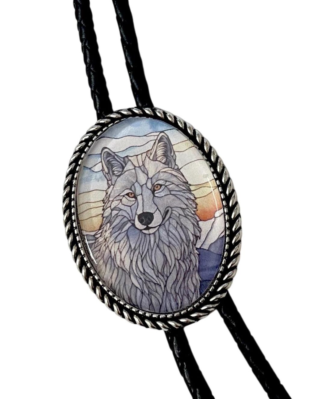 Wolf Bolo Tie - Personalized Cord Color , Length , and Tips /A10 - Etsy