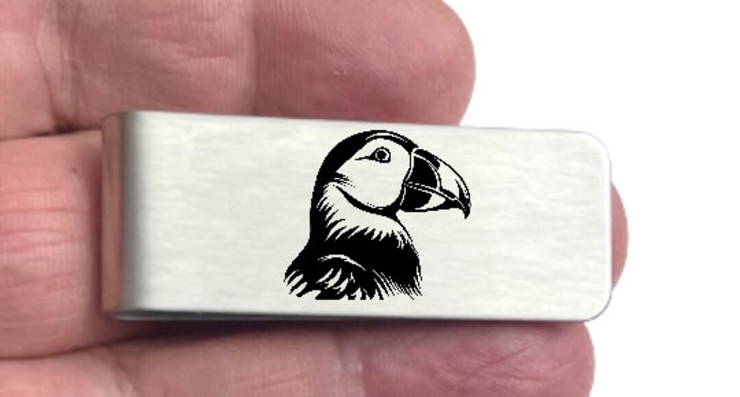 Stainless Steel Laser Engraved TUFTED PUFFIN BIRD Money Clip Add Your ...