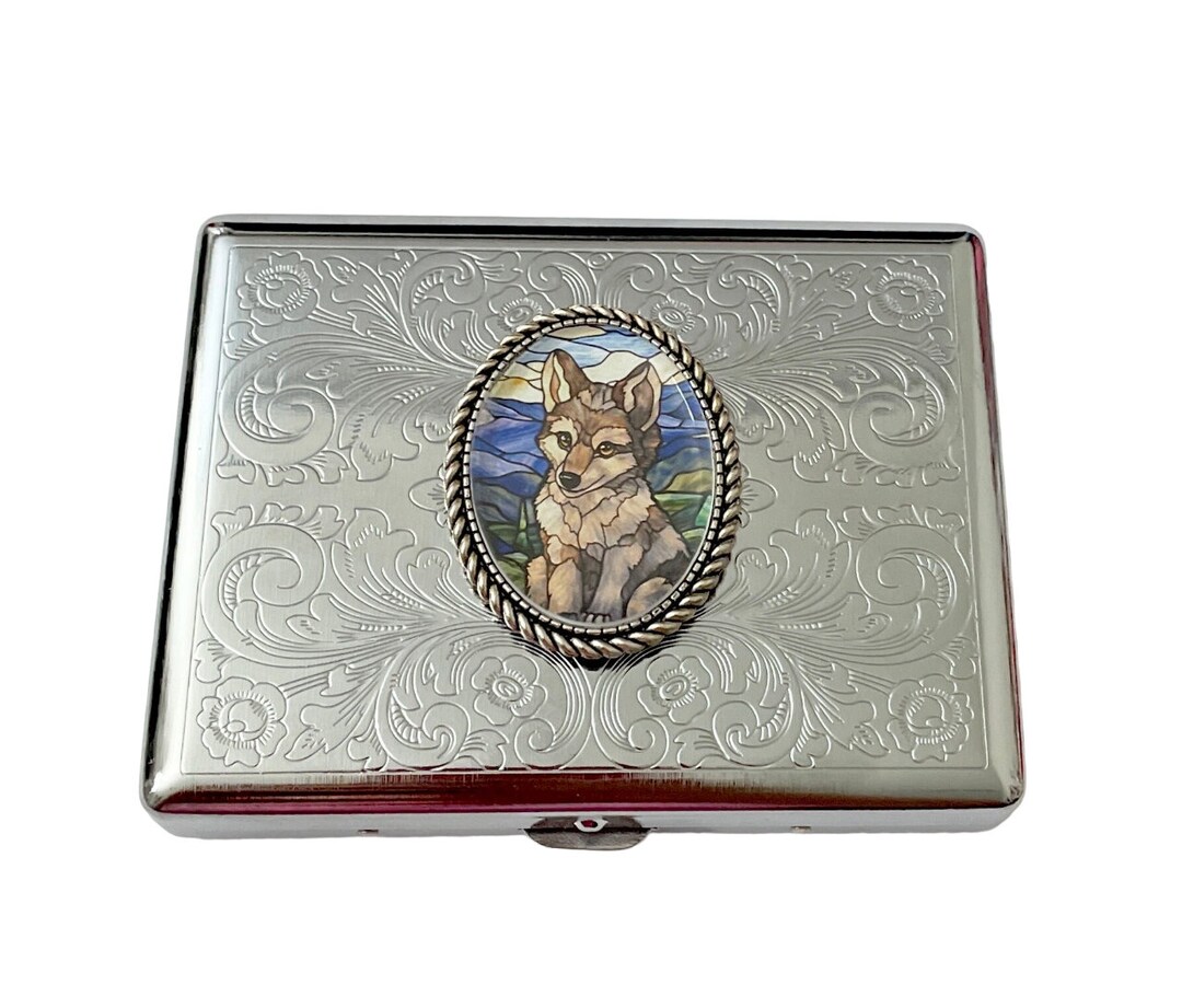 Stainless Steel Unique Wolf Cigarette Case Business Card ID Holder - Etsy
