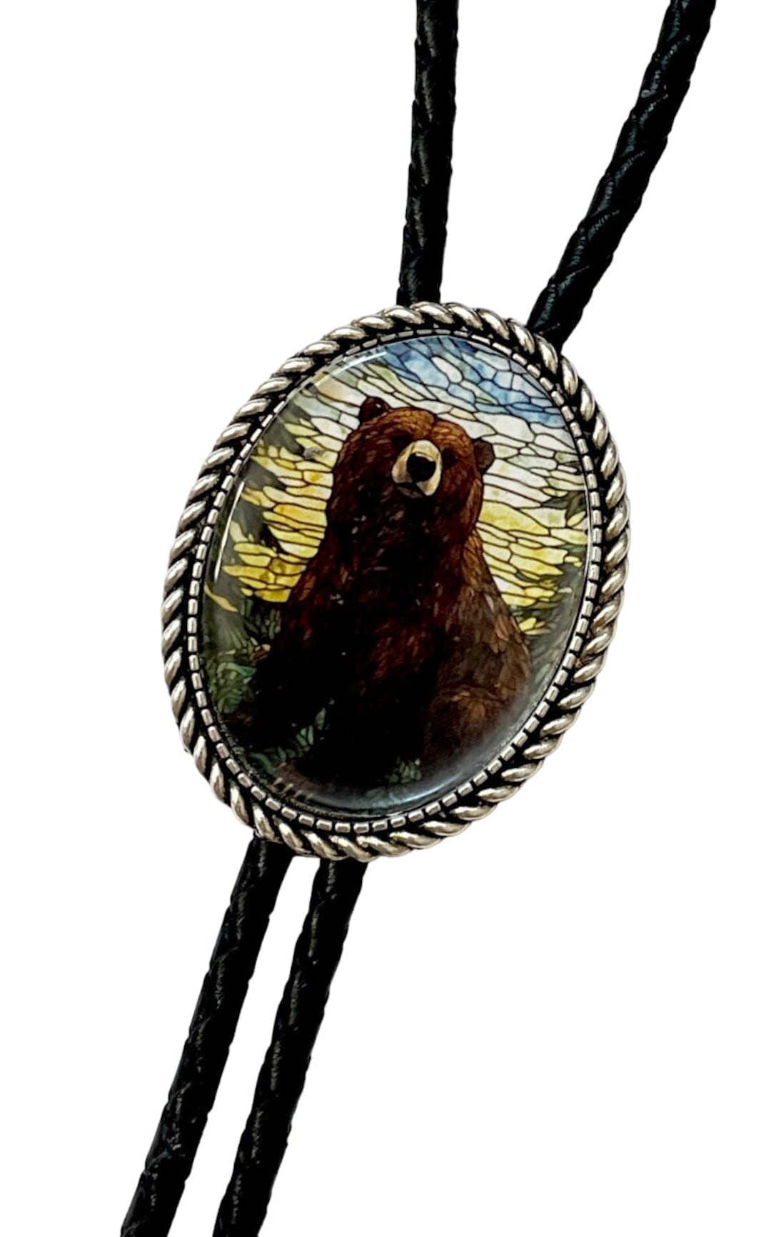 GRIZZLY BEAR Bolo Tie - Personalized Cord Color ,length , and Tips /A02 ...