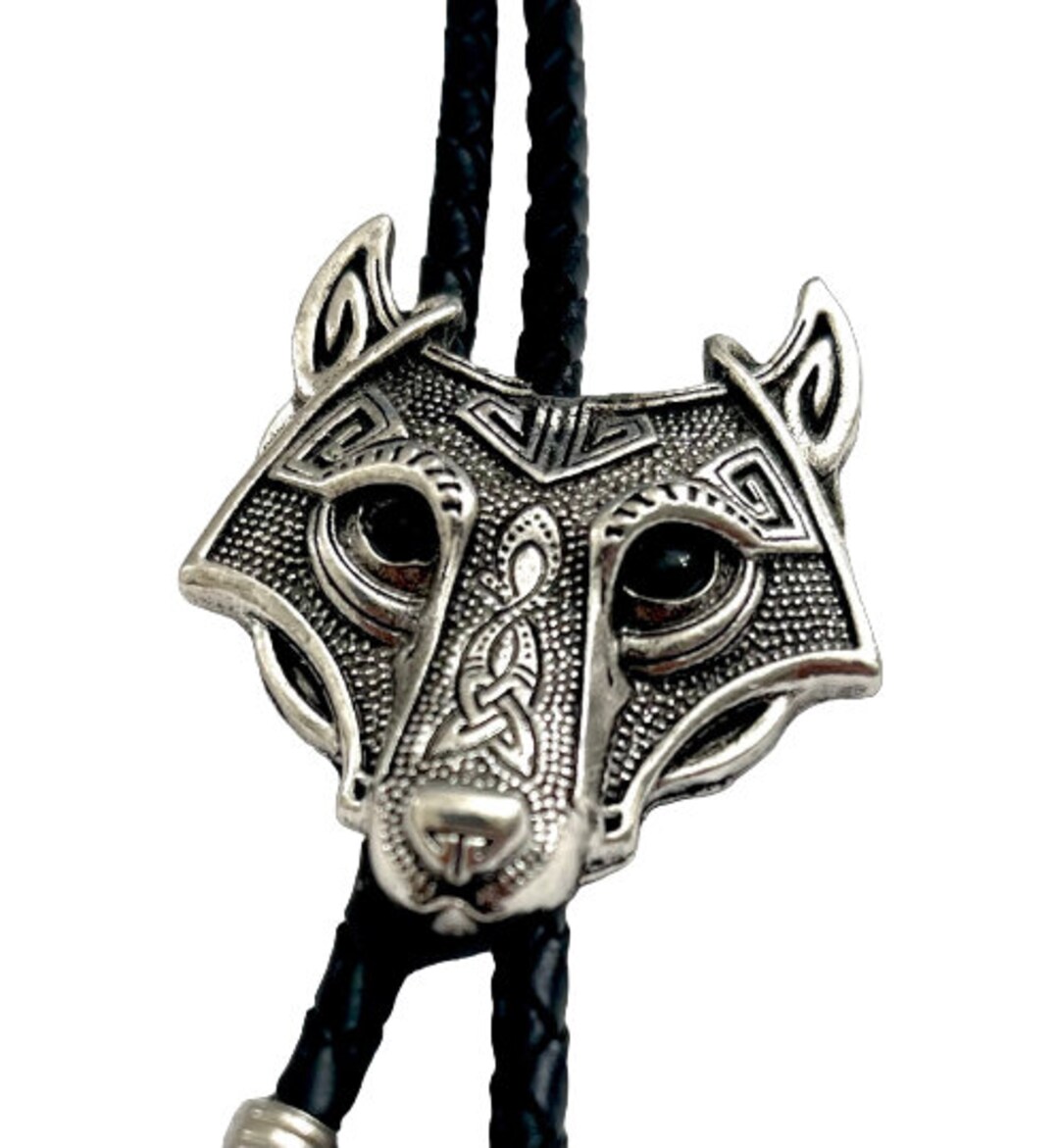 Viking Style Wolf Bolo Tie - Personalized Cord Color , Length , and ...