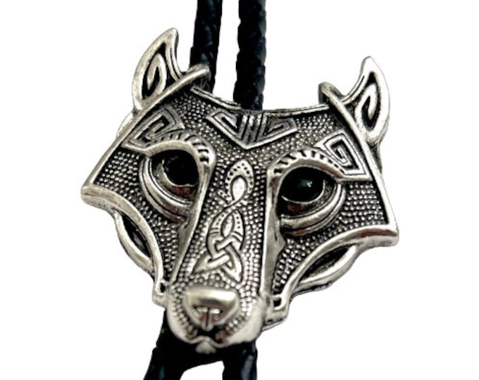 Viking Style Wolf Bolo Tie - Personalized Cord Color , Length , and ...