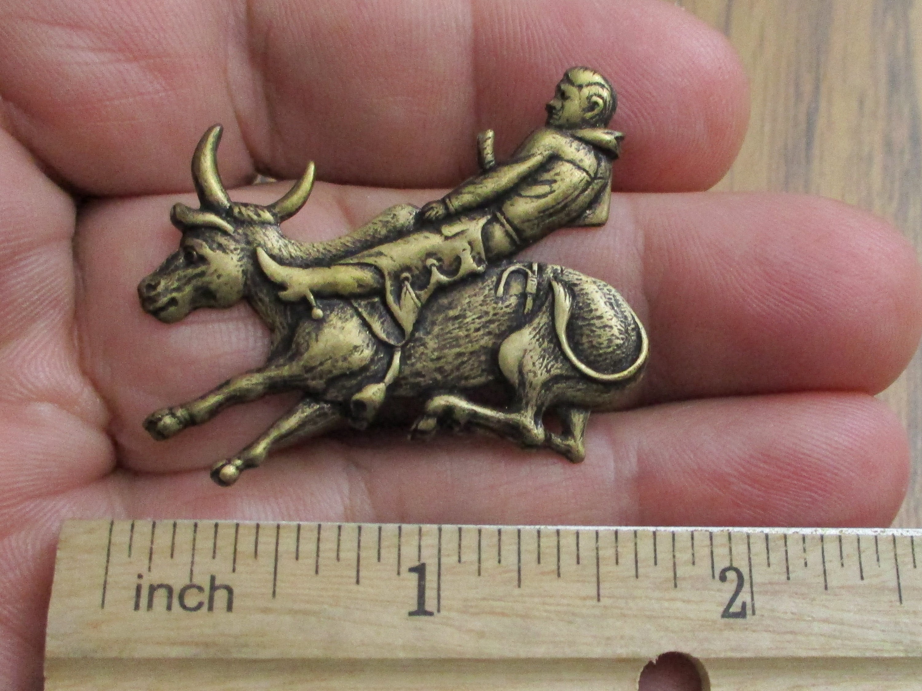 Cowboy Roping Riding Wrangling Steer Brass Stamping Lapel Pin - Etsy
