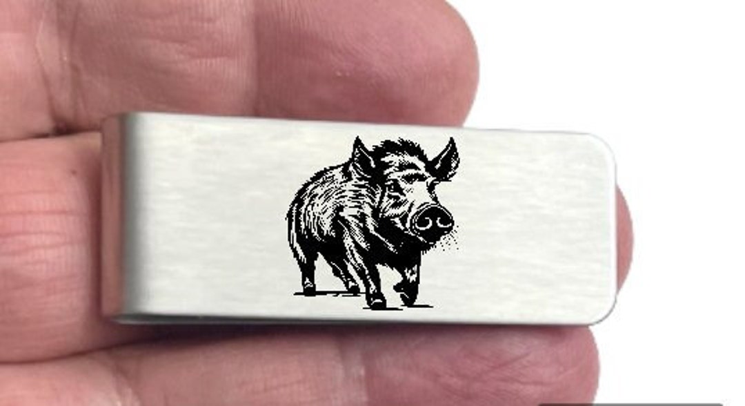 Stainless Steel Laser Engraved WILD BOAR Money Clip Add Your ...