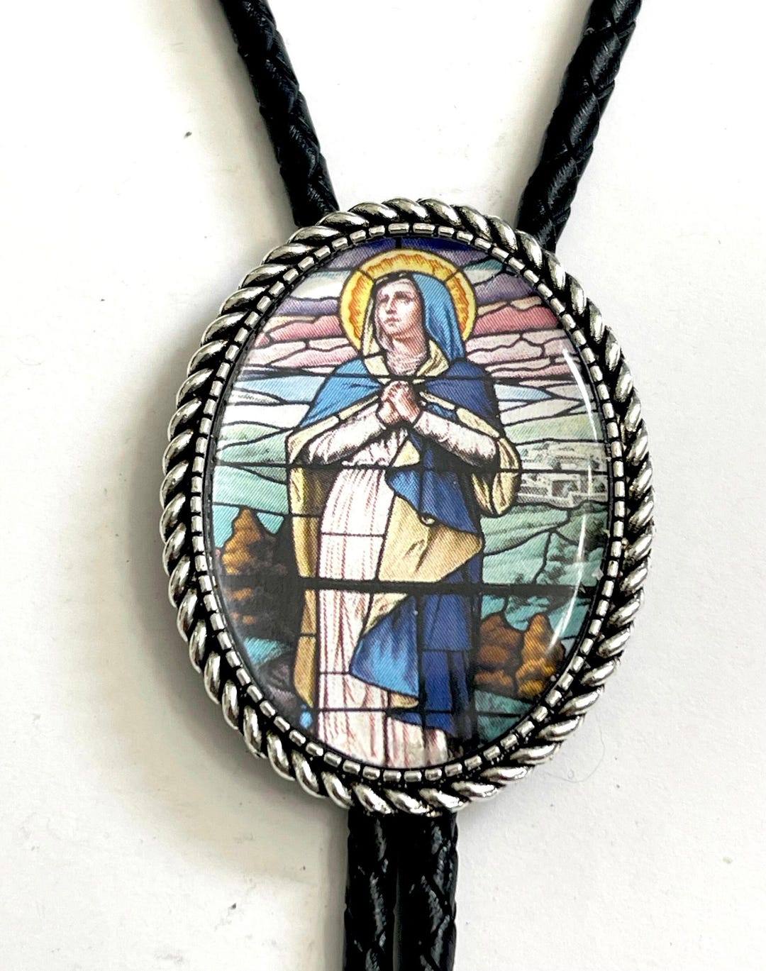 Mary - Virgin Mary Catholic Bolo Tie - Personalized Cord Color , Length ...