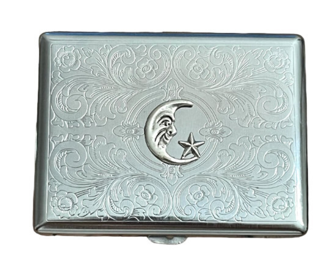 Amazing Stainless Steel CELESTIAL MOON STAR Cigarette Box Case Top ...