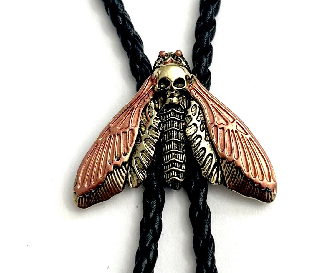 Handmade Amazing Deaths Head Moth Bolo Tie Personalized Cord Color ...