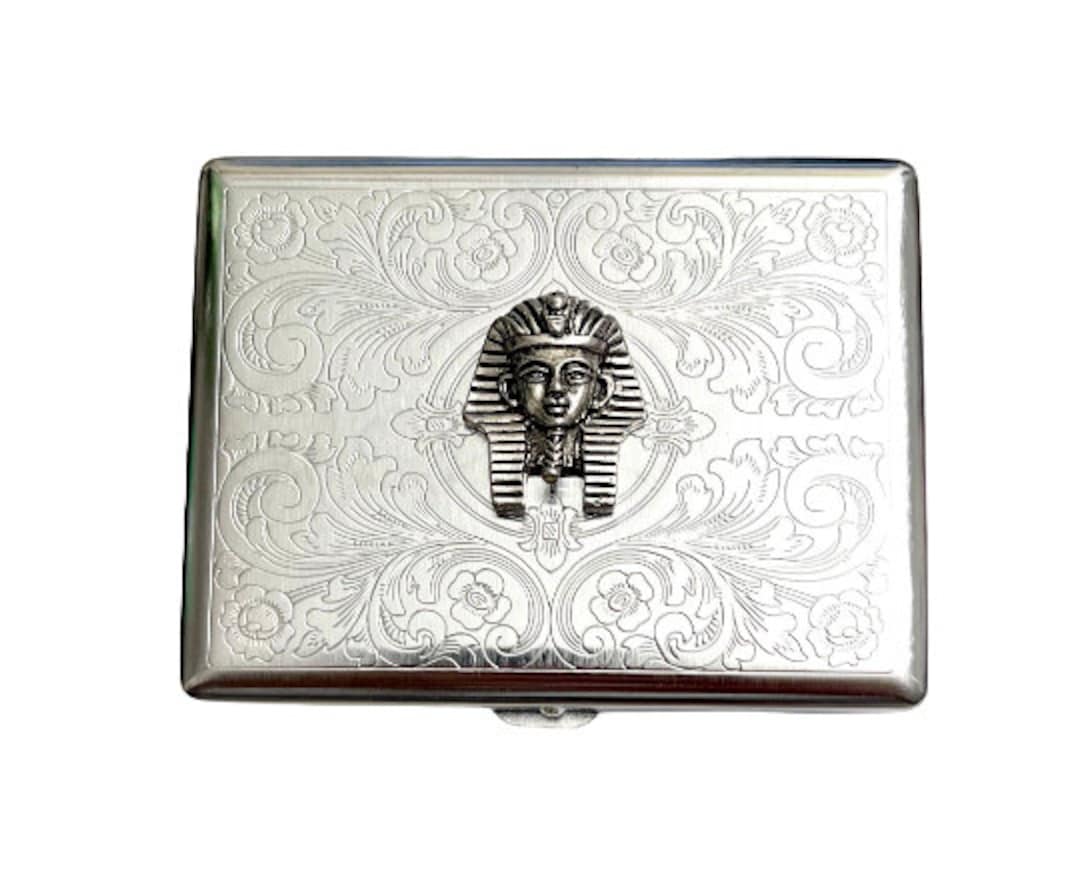 Stainless Steel Unique Egyptian Pharaoh King Tut Cigarette Case ...