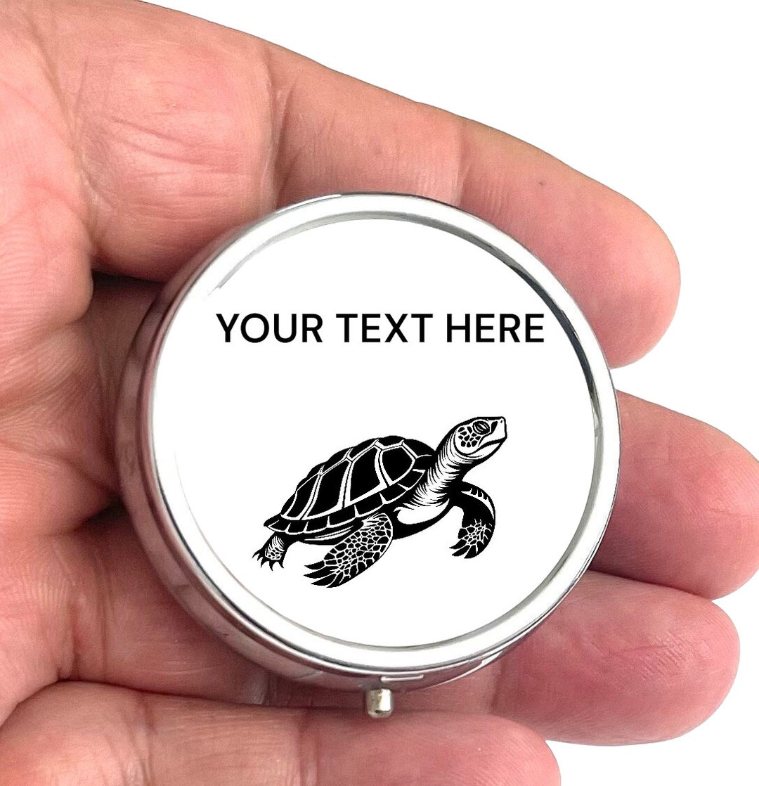 Personalized Lasar Engraved Turtle Compartment Pill Box Pill Case ...
