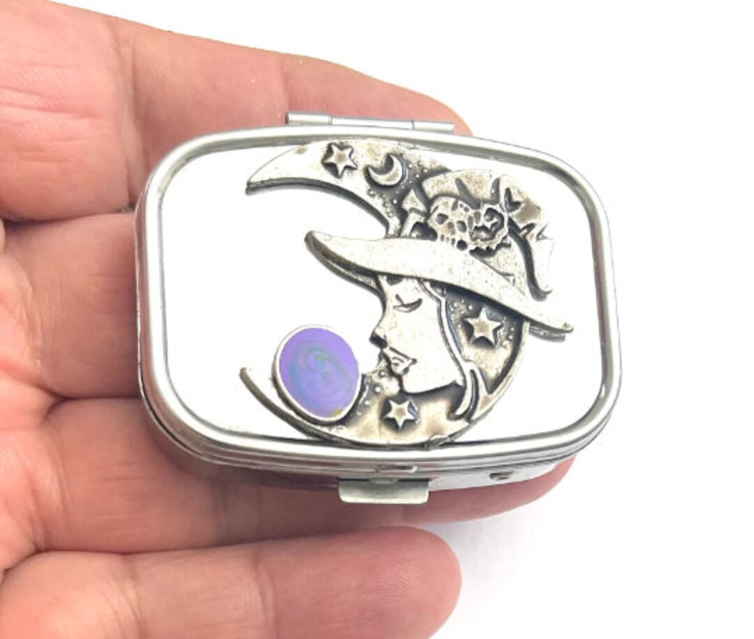 Witch on a Moon Pill Box Case /T/02 - Etsy
