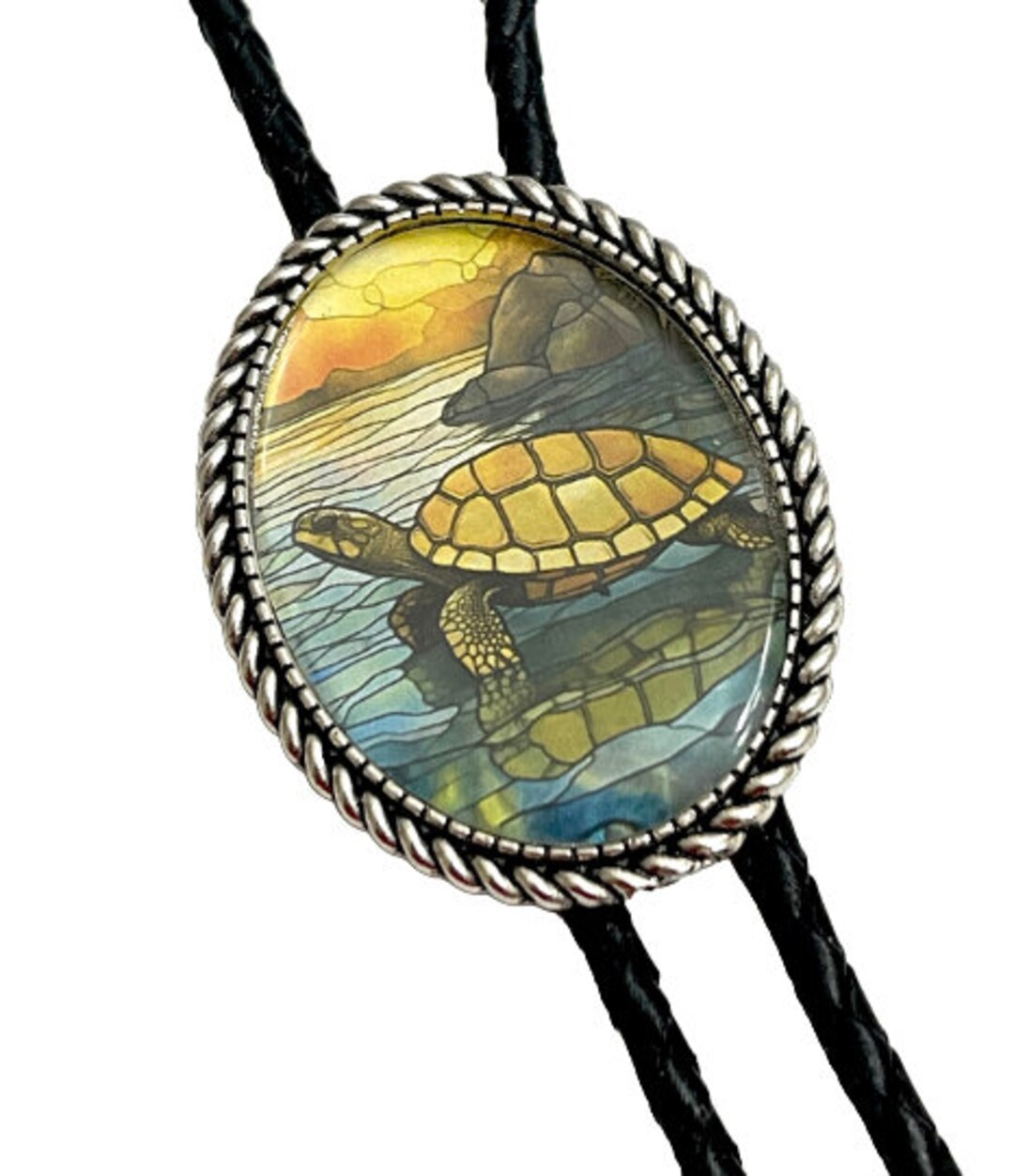 Handmade Amazing Turtle Bolo Tie Personalized Cord Color , Length , and ...