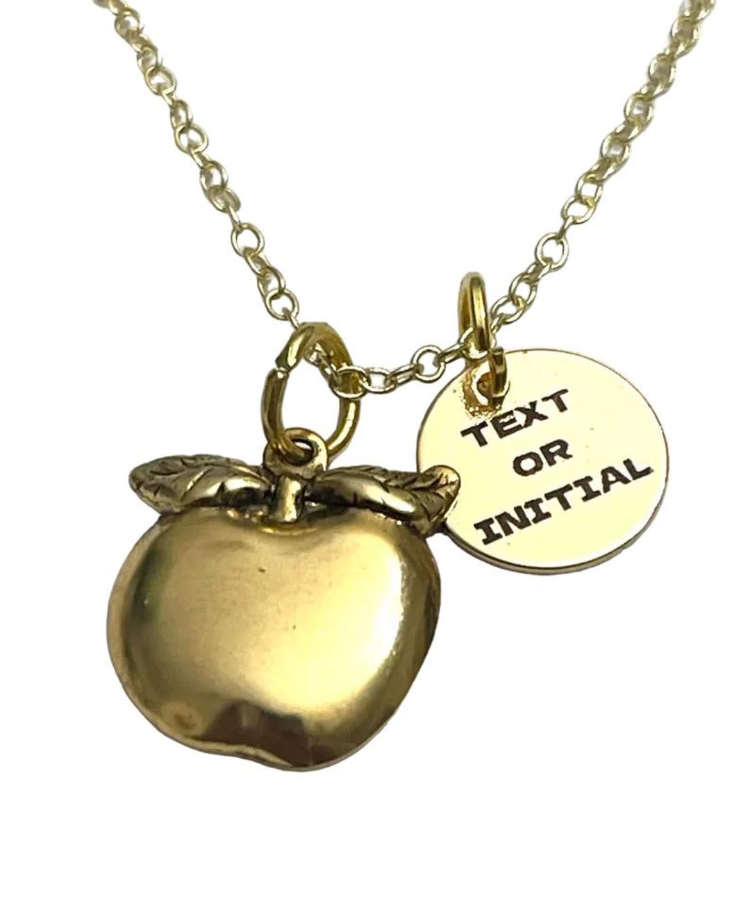 Apple Necklace With Laser Personalized Engraved Text or Initial - Etsy