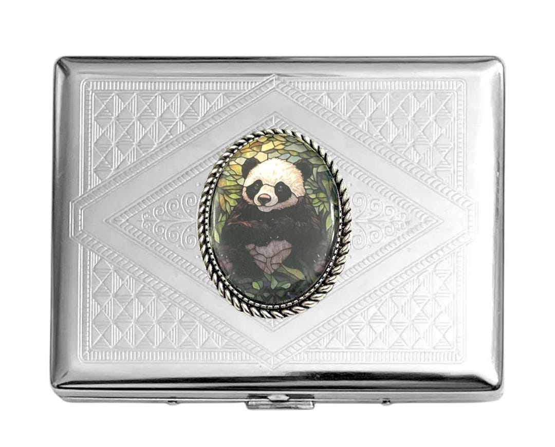 Stainless Steel PANDA BEAR Cigarette Case Business Card ID Holder /A01 ...