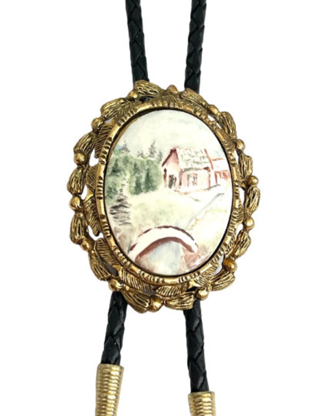 Vintage Cameo Brooch Bolo Tie - Personalized Cord Color , Length , and ...