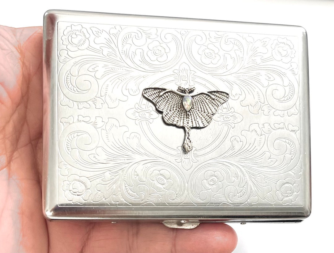 Amazing Stainless Steel Luna Moth Cigarette Box Case Top Quality /101 ...