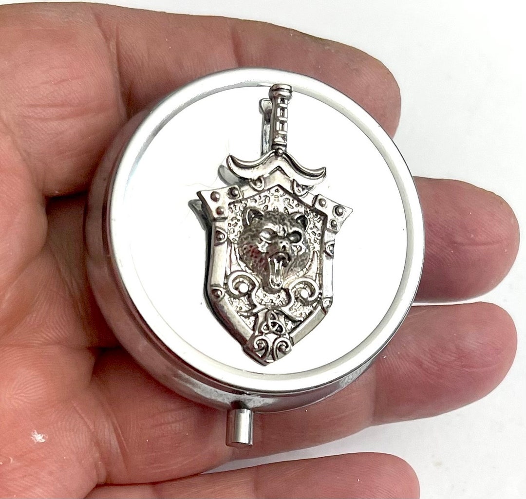 Amazing Viking Style Wolf Shield Compartment Pill Box Pill Case ...
