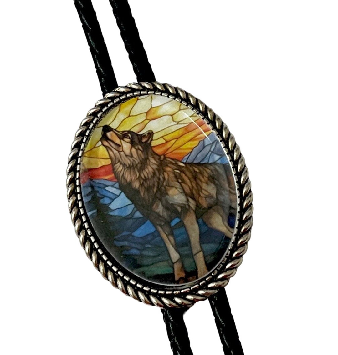 WOLF Bolo Tie - Personalized Cord Color ,length , and Tips /A10 - Etsy