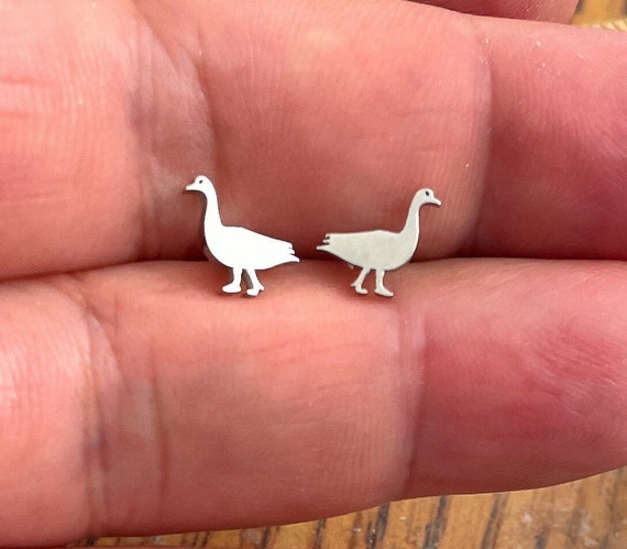 Silver Stainless Steel Minimalist Geese Goose Post Stud - Etsy