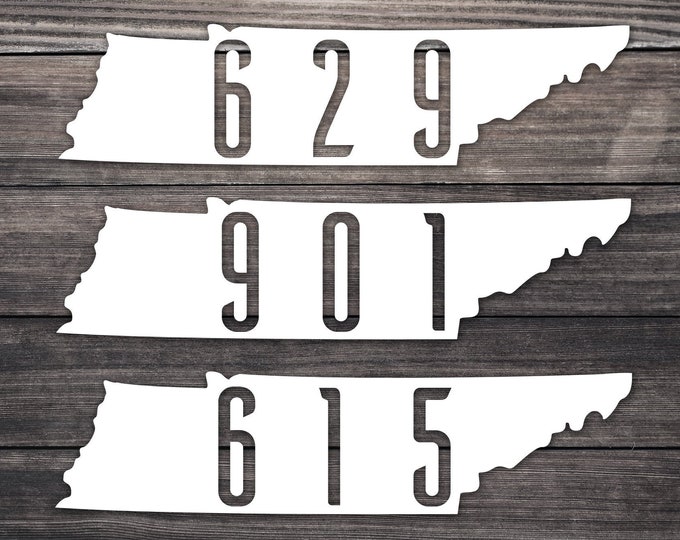 Tennessee State Decal / Tennessee State Sticker / Tennessee Area Code ...