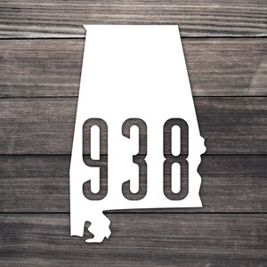 Alabama State Area Code Decal / Montgomery 334 / Birmingham 205 ...