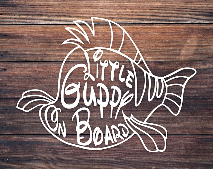 Little Guppy Fish on Board / Babies Children Kids on Board Decal Sign ...