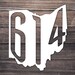 Ohio 614 Area Code Decal / Columbus Ohio 614 / Free Shipping / - Etsy