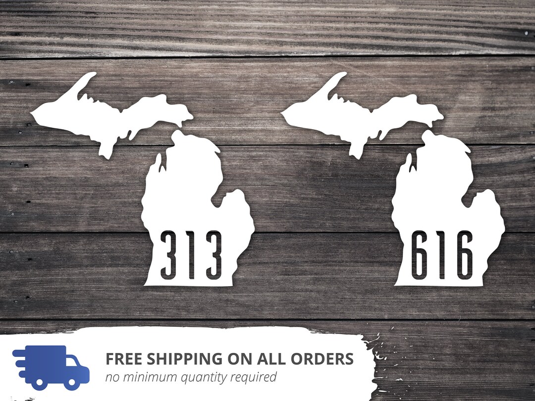 Michigan State Area Code Decal: 313, 616 Vinyl Sticker - Etsy