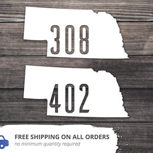 Nebraska State Decal / Nebraska Area Code Car Decal / Nebraska Sticker ...